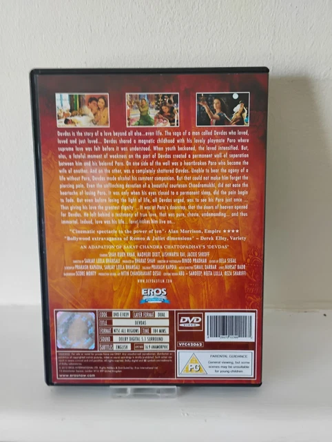 DEVDAS DVD (2002) Shahrukh Khan, Bhansali (DIR) DISC IS IN MINT ...
