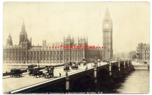 RP WESTMINSTER BRIDGE Houses of Parliament HORSE BUSES Superior View ...