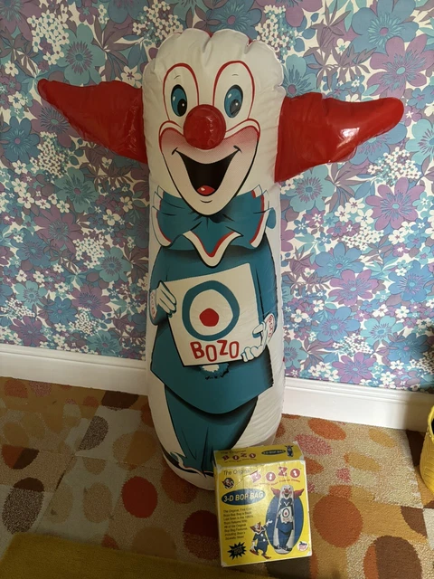 ORIGINAL INFLATABLE BOZO The Clown Punching 3-D Bop Bag 46" Tall Larry ...