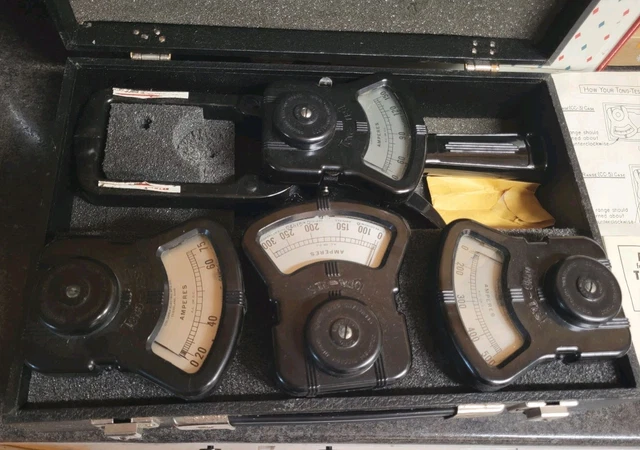 VINTAGE TONG-TEST AMMETER Set In Case, Columbia Electric Beautiful Cond ...