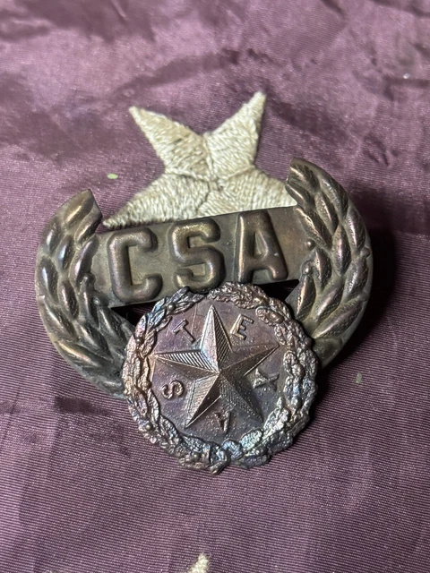 RARE CIVIL WAR Confederate Csa Texas With Csa & Wreath Headgear Badge ...