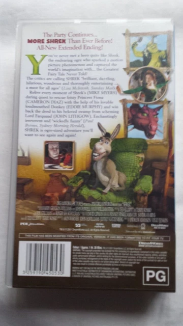 DREAMWORKS VHS VIDEO SHREK Mike Myers Cameron Diaz Eddie Murphy PG $2. ...