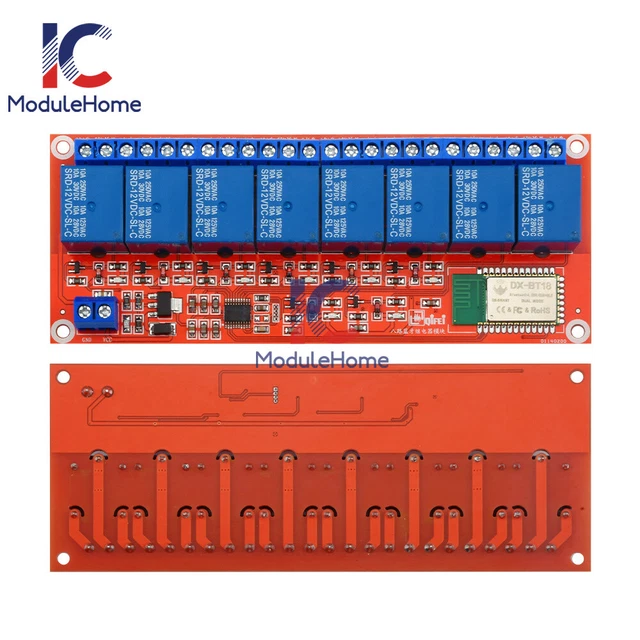8 CHANNEL BLUETOOTH Relay Module 5V /12V Bluetooth Mobile Phone Remote ...