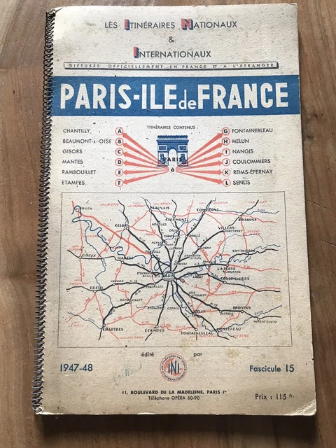 CARTE ROUTIÈRE ITINÉRAIRE Paris Île de France 1947 EUR 13,90 - PicClick FR