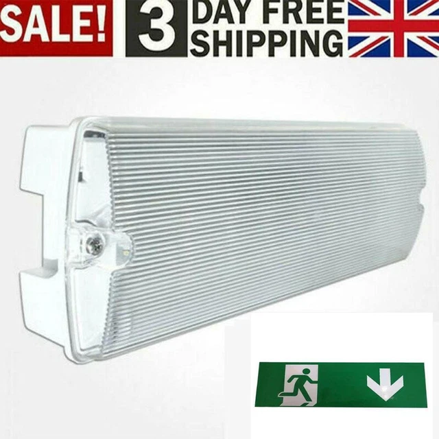 LED EMERGENCY LIGHT Bulkhead Exit Sign Ip65 Maintained Or Non ...