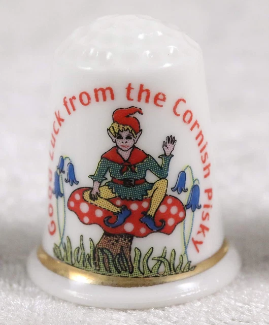 CHINA THIMBLE GOOD Luck from the cornish pisky pixie fantasy character ...