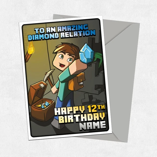 MINECRAFT PERSONALISED BIRTHDAY Card - “Steve Treasure” gamer ...