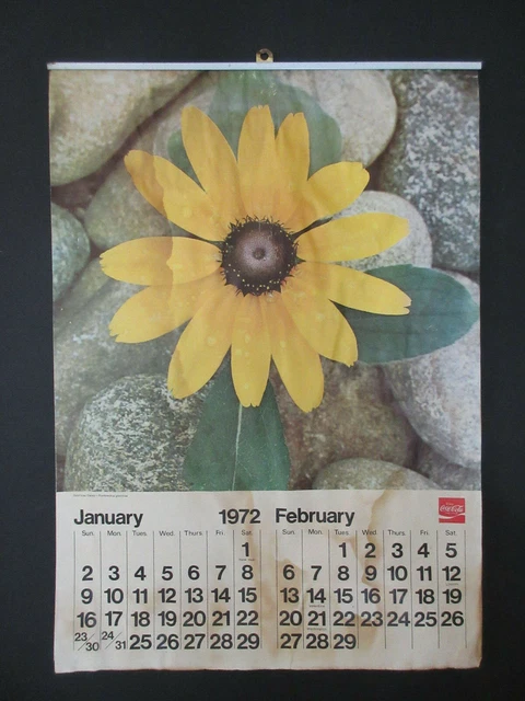 1970'S COCA COLA Calendar 1972 12 month ORIGINAL Coke Advertising ...