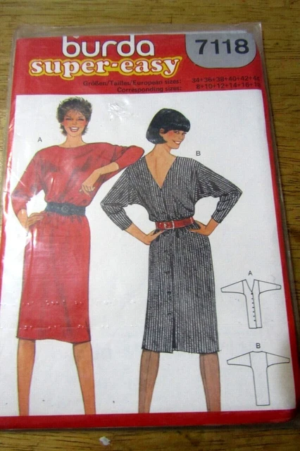 BURDA LADIES LONG Sleeved Dress Sewing Pattern No. 7118 Size 8-18 $12. ...