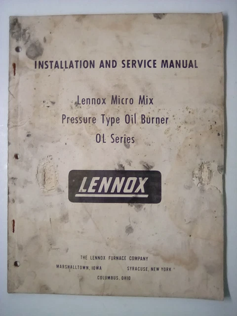 1951 LENNOX MICRO Mix Pressure Type Oil Burner Install & Service Manual ...