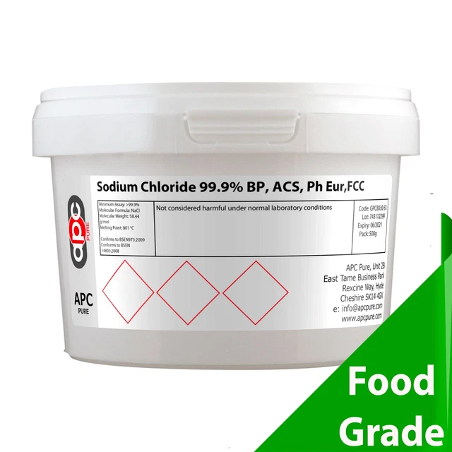SODIUM CHLORIDE 99.9% ACS, Food Grade (Table Salt) 500g **Free P&P** £ ...