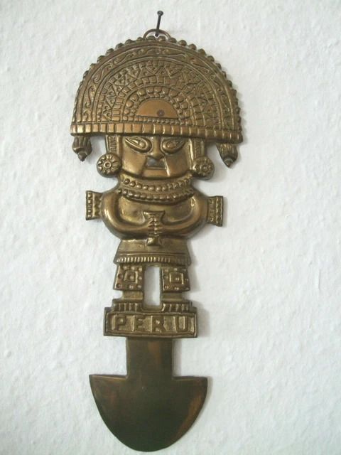 TUMI MESSER FIGUR Skulptur Messing Maya Inka Azteken Peru Kunst Antik ...