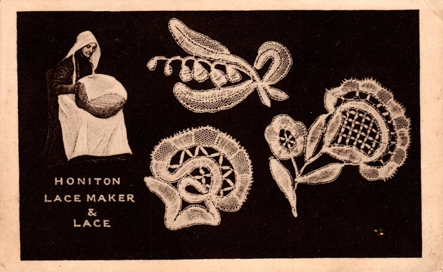 BEAUTIFUL HONITON LACE Maker & Lace Vintage Postcard With Stamps £29.99 ...