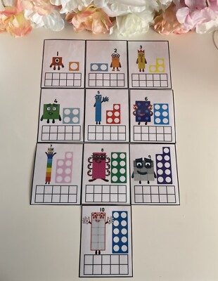NEW CBEEBIES NUMBERBLOCKS & matching Numicon Laminated Tens Frames ...