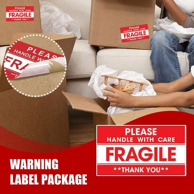 HANDLE WITH CARE Fragile Parcel Labels-Postage Stickers-Permanent Self ...