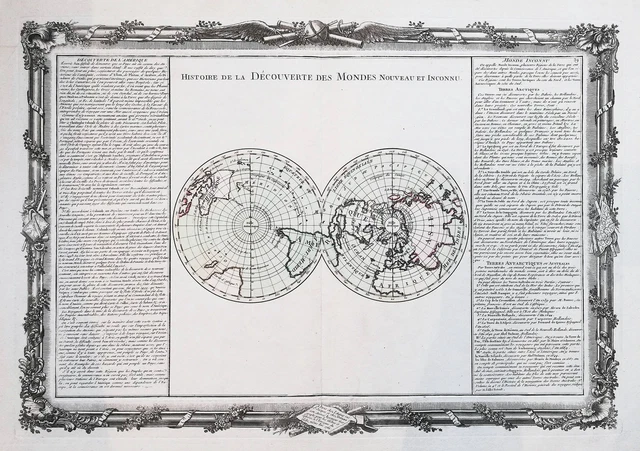 WORLD MAP WORLD Map Map World Australia Antarctic Desnos Engraving 1770 ...