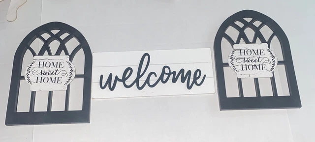 “WELCOME” TO OUR “Home Sweet Home”Tan Farmhouse Window Sign/ Decor $15. ...