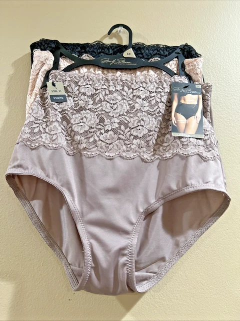 MARILYN MONROE 1X Plus 3pc MM7305 Lace Shaping Briefs Tummy Panel $42 ...