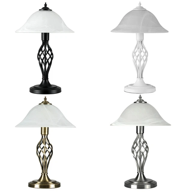 BARLEY TWIST TABLE Lamp Traditional Glass Living Room 47CM Tall Light ...