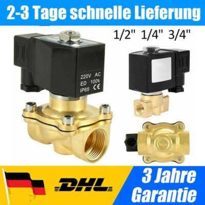 3/4& MAGNETVENTIL MESSING Stromlos Geschlossen 220V AC/DC 10 Bar Viton ...