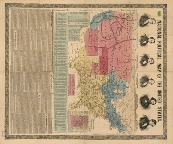1856 MAP | National Political Map of the United States | Administrative ...