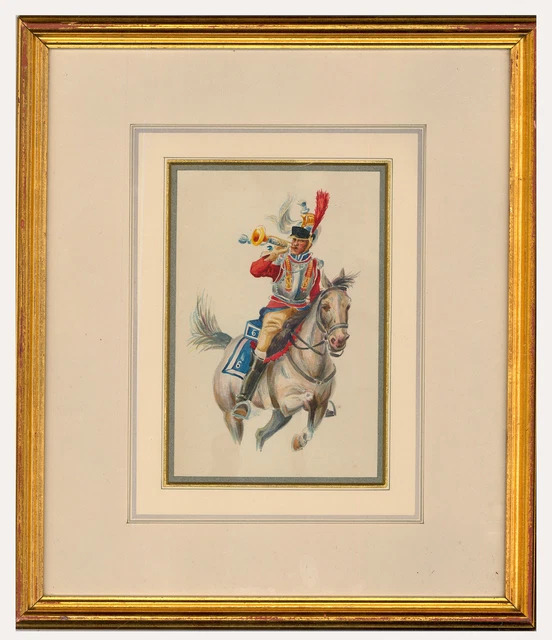 AQUARELLE ENCADRÉE DU milieu du XXe siècle - trompettiste des 6e cuirassiers ... EUR 222,34 ...