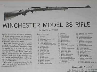 WINCHESTER 64A LEVER Action Rifle & 88 L/A Rifle ..Legend/Exploded View ...