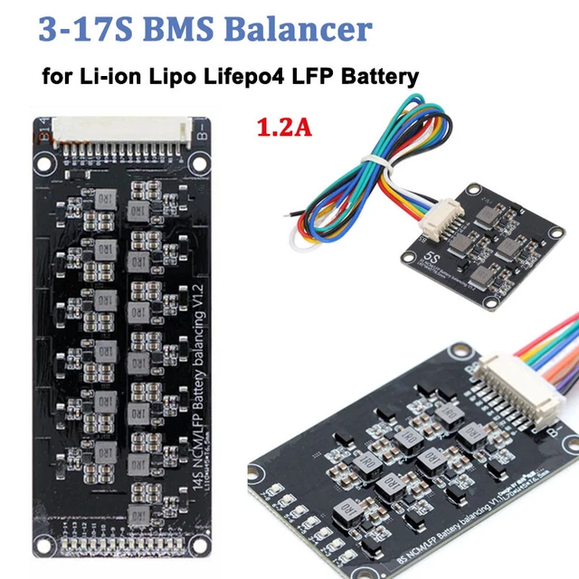 3S 4S 6S -17S Li-ion LiFePo4 LFP Battery Active Equalizer 1.2A BMS ...