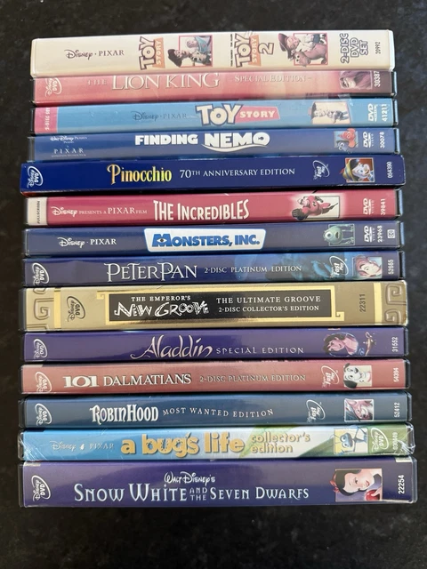 DISNEY CLASSIC MOVIES DVD Bundle Lion King Aladdin Toy Story Nemo Snow ...