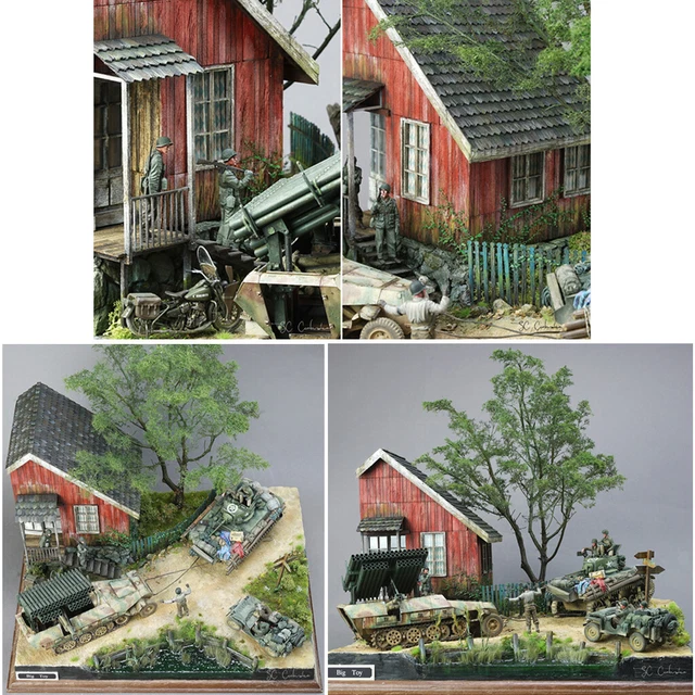 MILITARY DIORAMA LAYOUT 1/35 Scale House DIY Military Sand Table Model ...