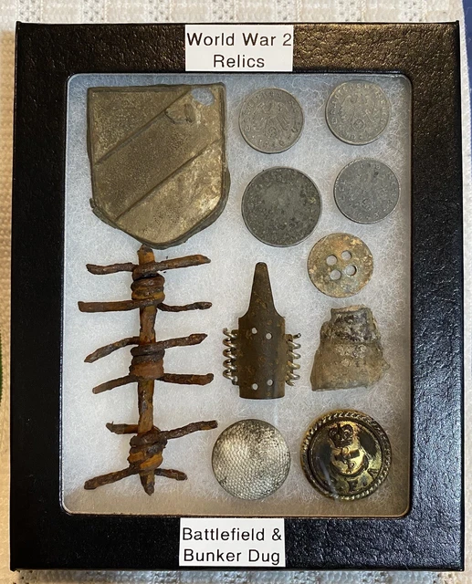 WW2 DUG RELICS,RFA Button,German Kriegsmarine Helmet Shield,Coins ...