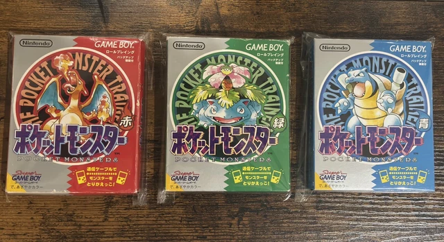 NINTENDO GAMEBOY POKEMON Red Green Blue Japanese Games Set Of 3 GBC GB ...