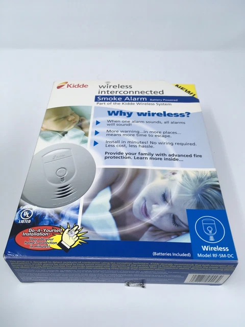 1 KIDDE BATTERY Operated Wireless Interconnect Smoke Detector Alarm ...