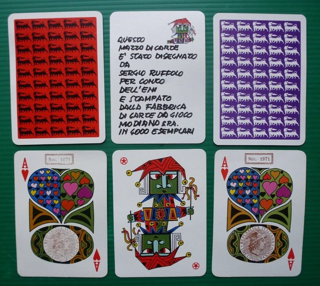 CARTE DA GIOCO Modiano Disegnate Da Sergio Ruffolo Adv Eni Doppio Mazzo ...