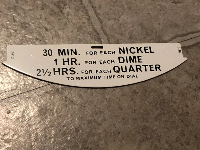 ORIGINAL DUNCAN MILLER Model 60 PARKING METER Metal Price Cost Plate ...