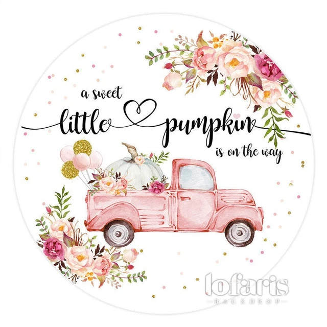FLORAL TRUCK PUMPKIN Theme Circle Baby Shower Backdrop $37.79 - PicClick AU