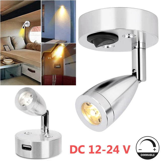 12-24V INTERIOR LED Reading Spot Light RV Boat Caravan Van Wall Lamp ...