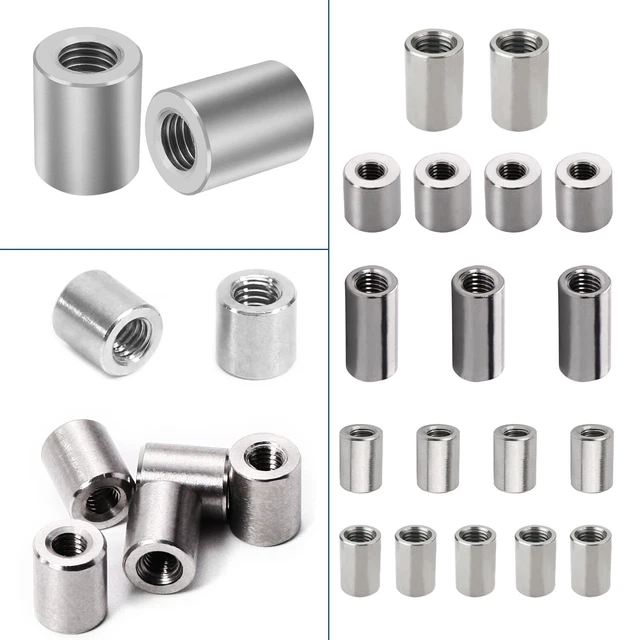 ROUND COUPLING CONNECTOR Nut M3~M16 Threaded Insert Joint 304 Stainless ...