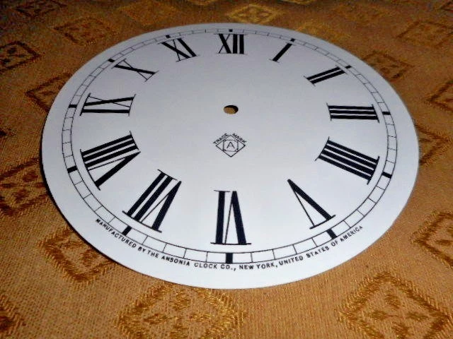 ANSONIA CLOCK DIAL Face Paper Card Roman White Gloss Round 125mm Minute ...