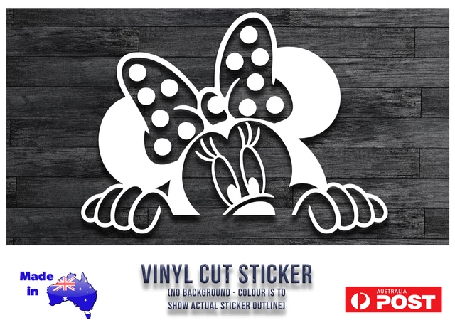 MINNIE MOUSE PEEKING Disney Sticker Decal Vinyl Cut White - Car Mickey ...