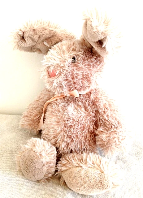 JELLYCAT BEIGE BUNNY Rabbit Soft Toy Pink Nose Plush Baby Comforter ...