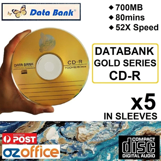 PREMIUM 5 X DATA BANK CD GOLD Blank CD-R 80min Recordable Disc TDK CD ...
