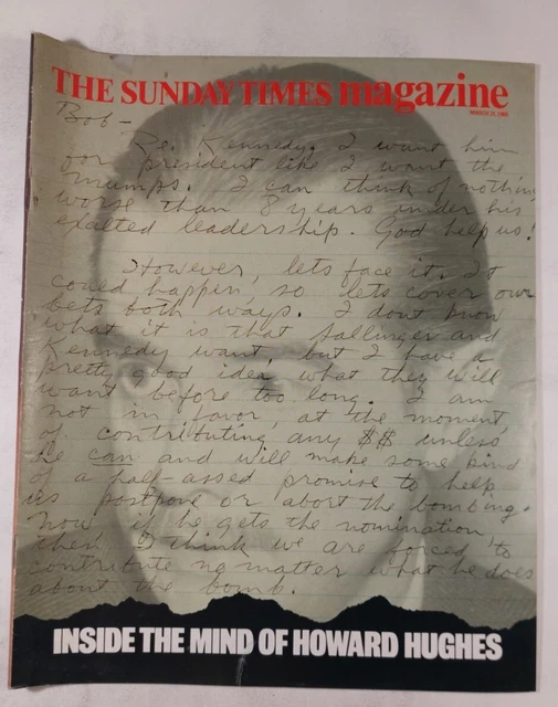 SUNDAY TIMES MAGAZINE 31st March 1985 Howard Hughes, Horst Photography ...