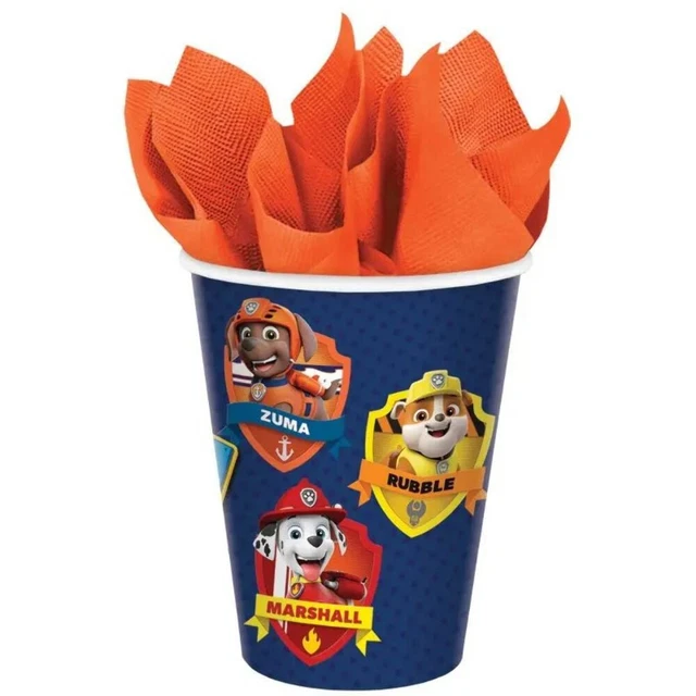 PAW PATROL PAPER Cups 8pk Birthday Decorations Kids Boys Party Supplies ...
