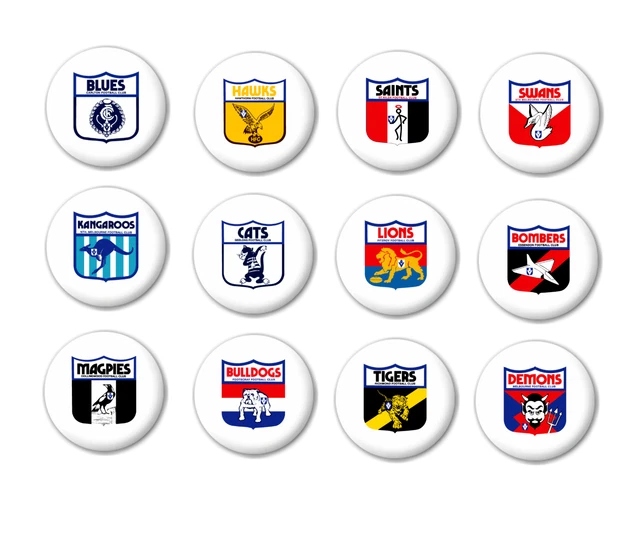 VFL RETRO FOOTY Badge Button 57mm pin Aussie Rules Football Victoria ...