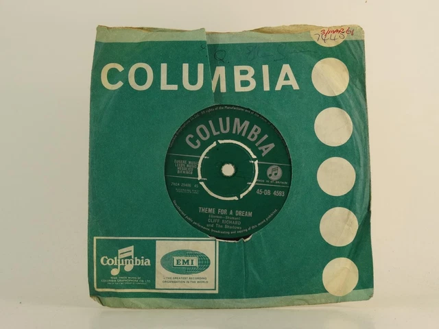 CLIFF RICHARD AND THE SHADOWS THEME FOR A DREAM (92) 2 Track 7" Single ...
