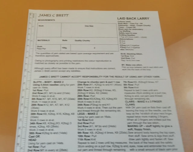 ORIGINAL JAMES C Brett JB282 Sloth Toy Knitting Pattern £3.50 - PicClick UK