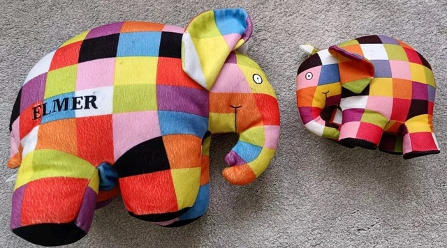 LARGE & SMALL Elmer the Patchwork Elephant Soft Plush David McKee 2007 ...