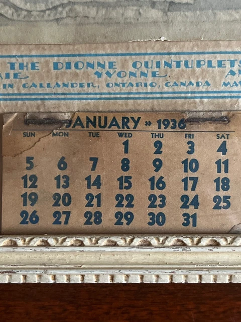 DIONNE QUINTUPLETS VINTAGE 1936 Advertising Calendar With Picture ...