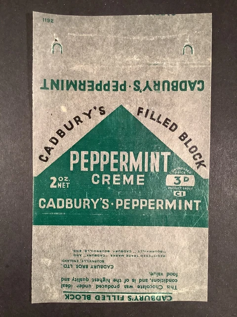 CADBURY’S 1940’S-1960’S PEPPERMINT Creme / Peppermint Chocolate Bar ...